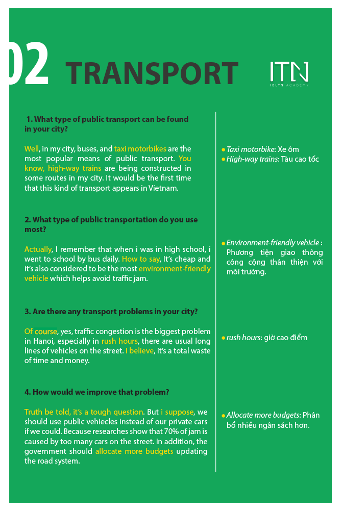 IELTS Speaking Topic 02: Transport